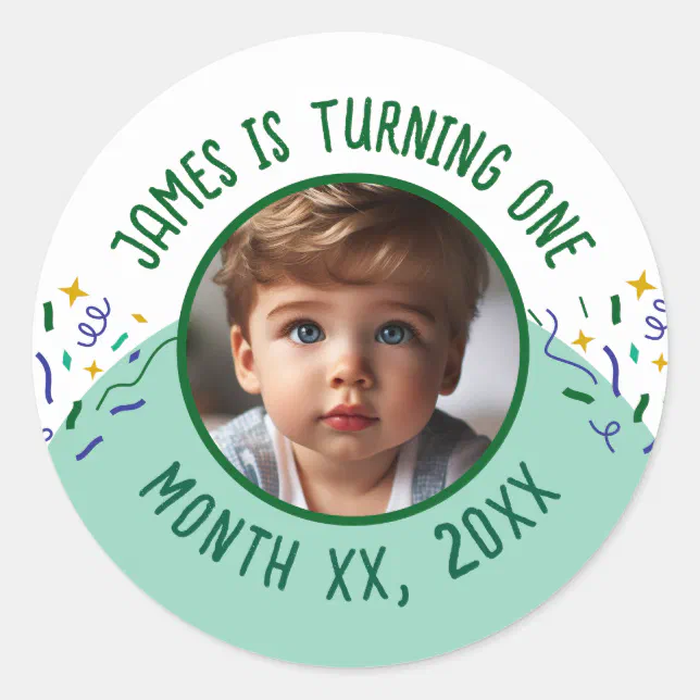 Custom Turning 1 for One-Year-Old Birthday Classic Round Sticker | Zazzle