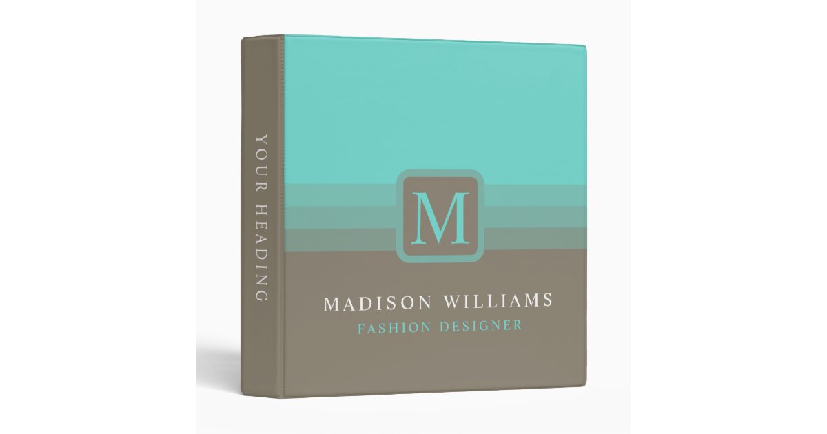 Custom Turquoise Blue Dark Grey Color Block 3 Ring Binder | Zazzle