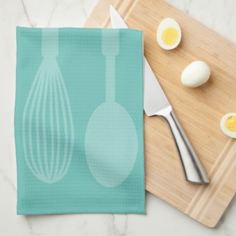 Custom turquoise cooking utensils kitchen towels | Zazzle