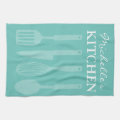 Custom turquoise cooking utensils kitchen towels | Zazzle