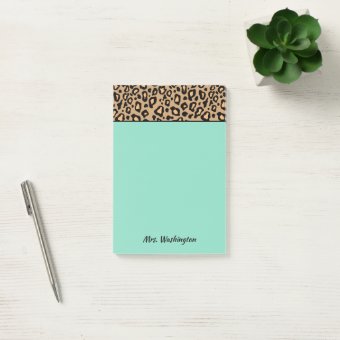 Custom Turquoise Leopard Teacher Post It Notes | Zazzle