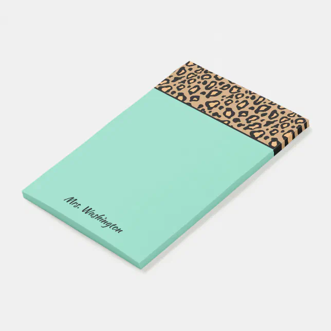 Custom Turquoise Leopard Teacher Post It Notes | Zazzle