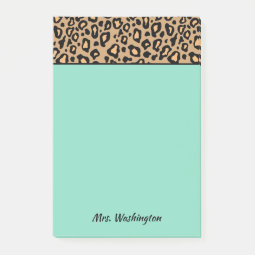 Custom Turquoise Leopard Teacher Post It Notes | Zazzle