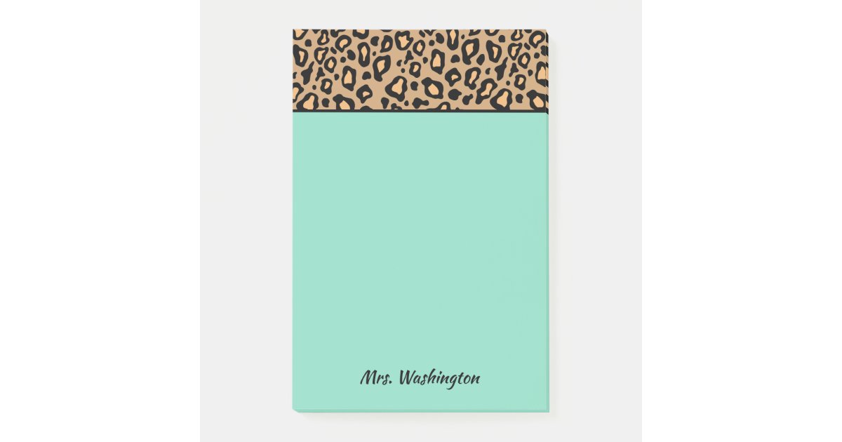 Custom Turquoise Leopard Teacher Post It Notes | Zazzle
