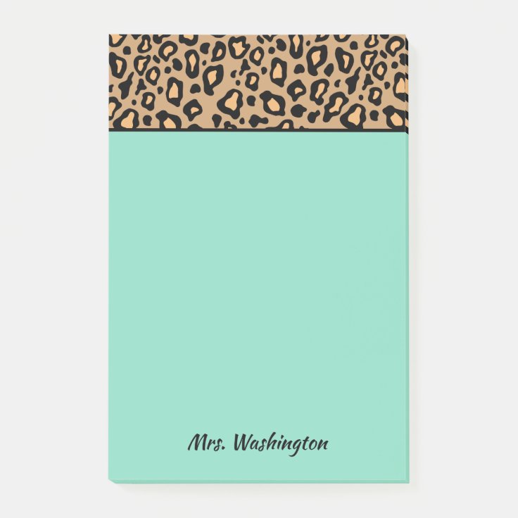 Custom Turquoise Leopard Teacher Post It Notes | Zazzle