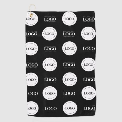 Custom Two Logo Step and Repeat Business Company Golf Towel | Zazzle