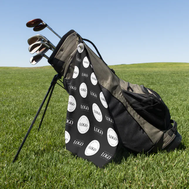 Custom Two Logo Step and Repeat Business Company Golf Towel | Zazzle