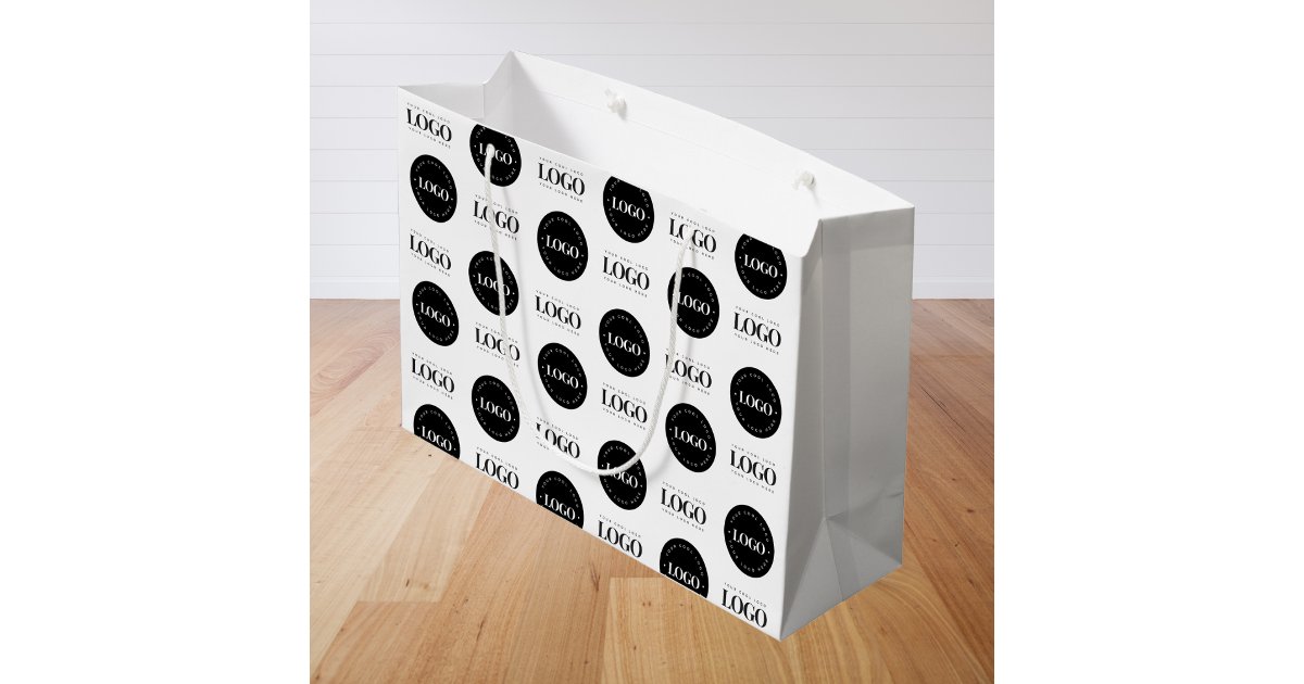 Custom Two Logo Step and Repeat Business Company Large Gift Bag | Zazzle
