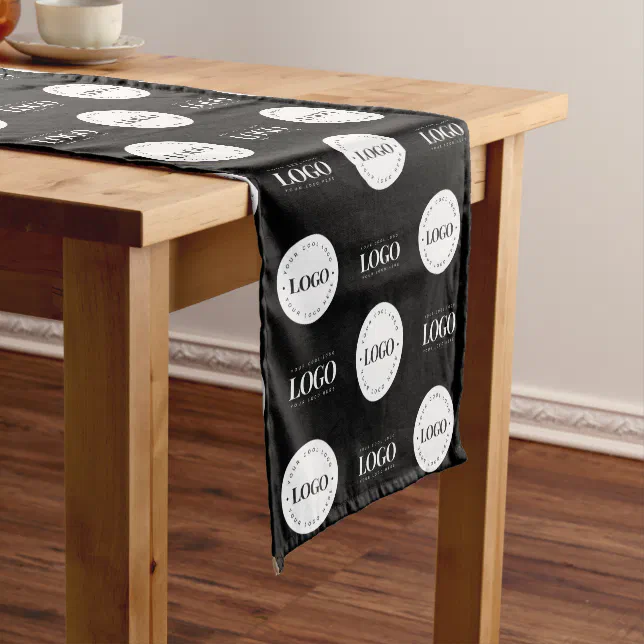 Custom Two Logo Step and Repeat Business Company Short Table Runner ...