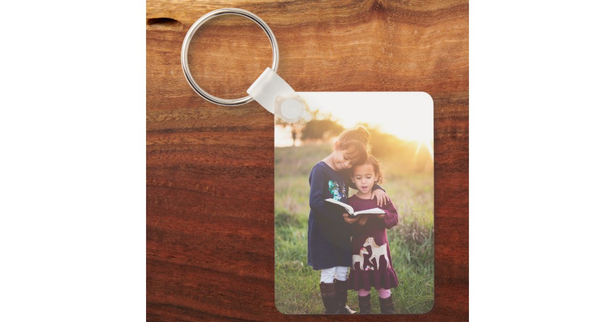 Custom Two Photo Double Sided Aluminum Keychain | Zazzle