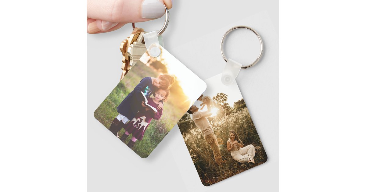 Custom Two Photo Double Sided Aluminum Keychain | Zazzle