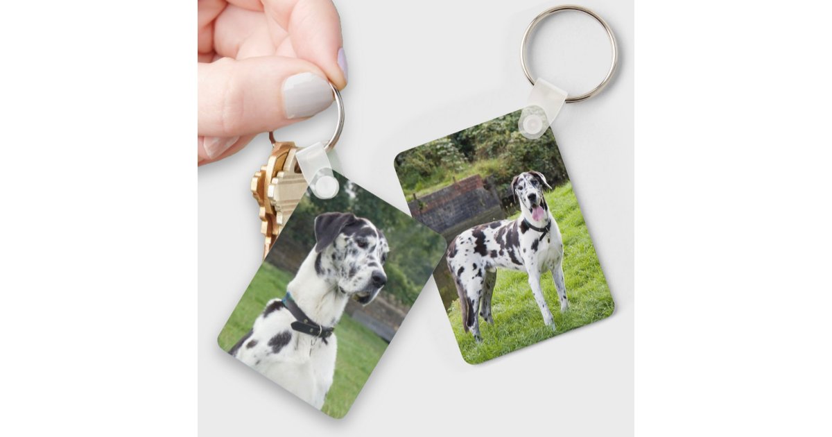 Custom Two Photo Double Sided Aluminum Keychain | Zazzle