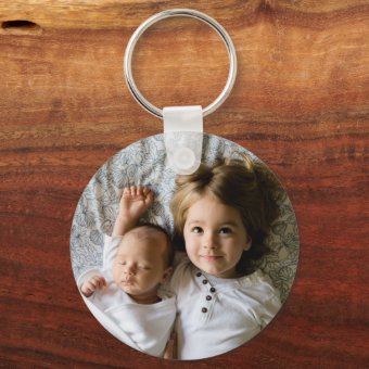 Custom Two Photo Double Sided Round Keychain | Zazzle