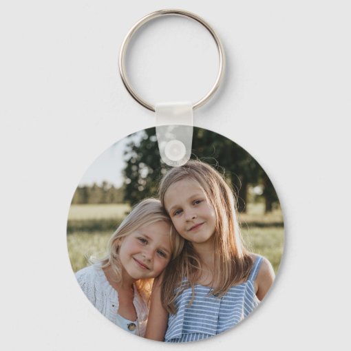 Custom Two Photo Double Sided Round Keychain | Zazzle