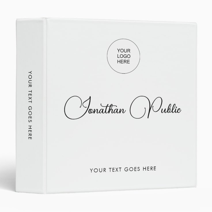 Custom Typed Name Elegant Template Company Logo 3 Ring Binder | Zazzle