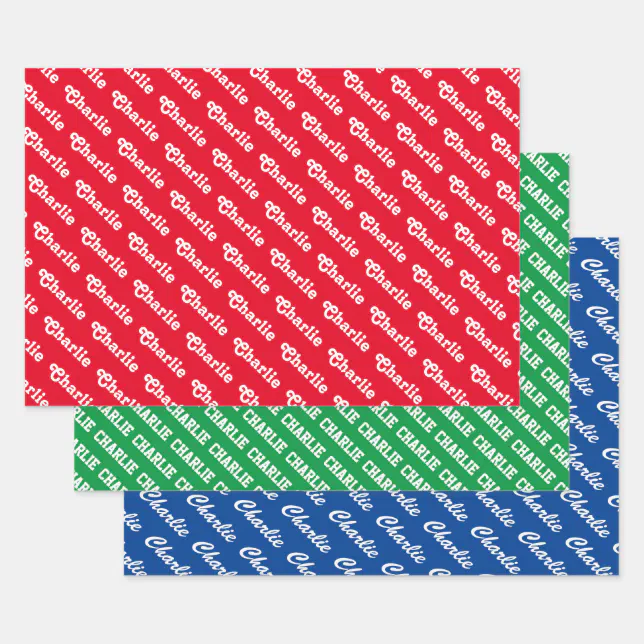 Custom typography colorful name pattern wrapping paper sheets | Zazzle