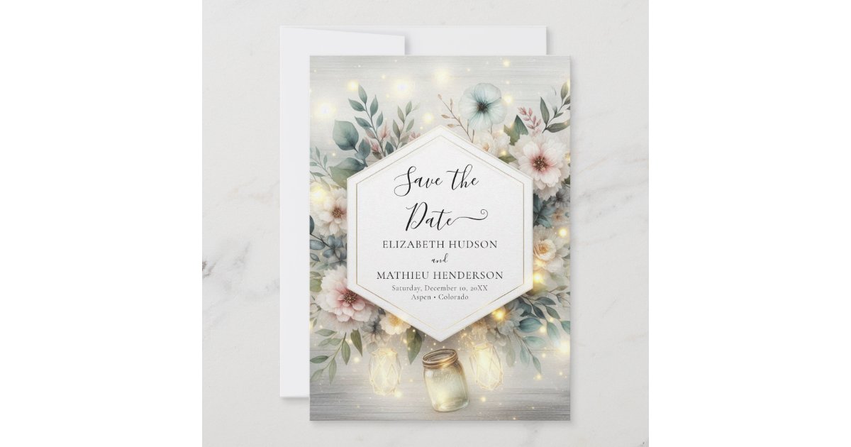 Custom Typography Mason Jar Wedding Save The Date | Zazzle