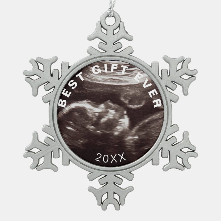 Custom Ultrasound Photo Best Gift Ever Christmas Snowflake Pewter ...
