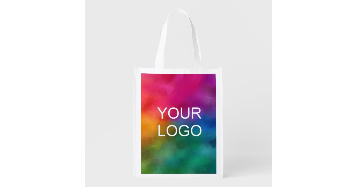Custom Upload Add Image Logo Photo Template Grocery Bag | Zazzle