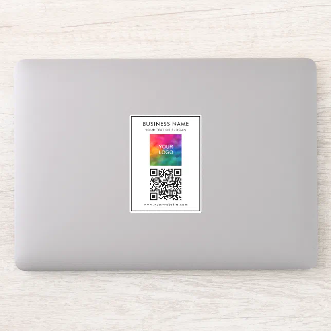 Custom Upload Business Logo Add Text QR Code Sticker | Zazzle