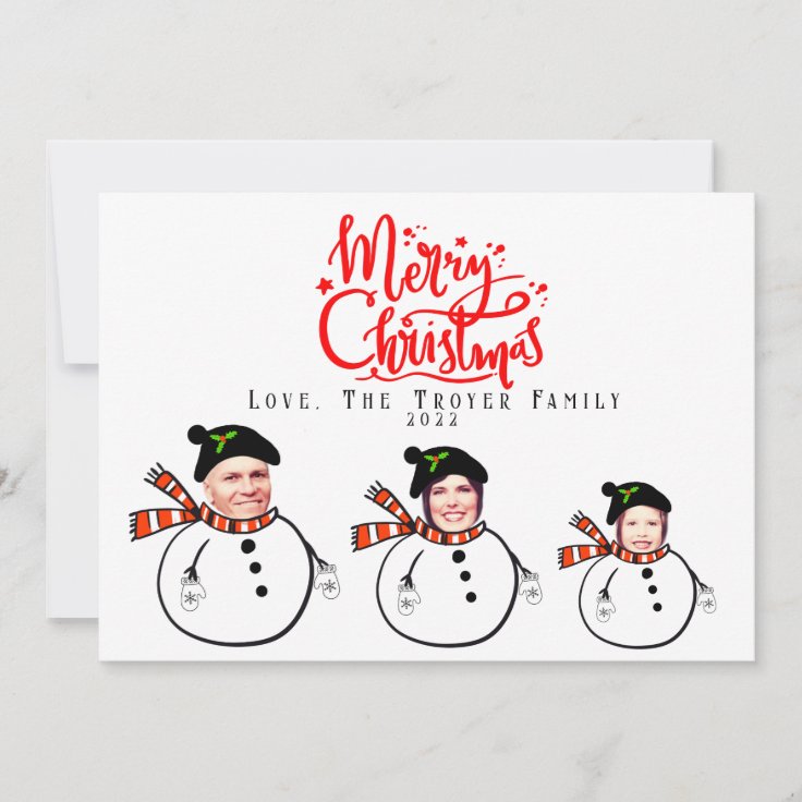 Custom Upload Family Photo Faces Christmas Card | Zazzle