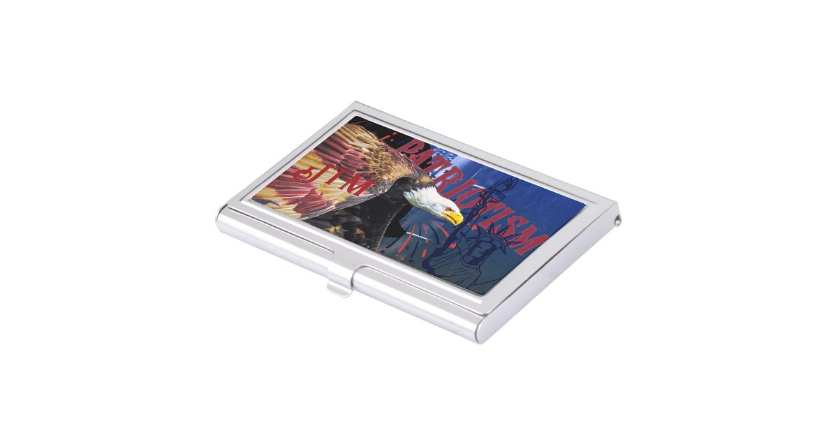 Custom Usa Eagle Stamp and Liberty Bell Business Card Case | Zazzle