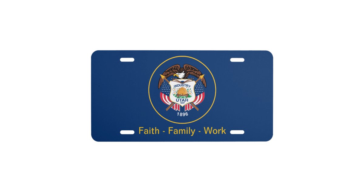 Custom Utah State Symbol Add Your Text License Plate | Zazzle