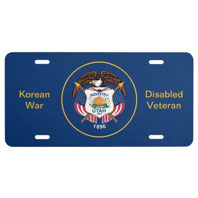 Custom Utah State Symbol Disabled Veteran License Plate | Zazzle