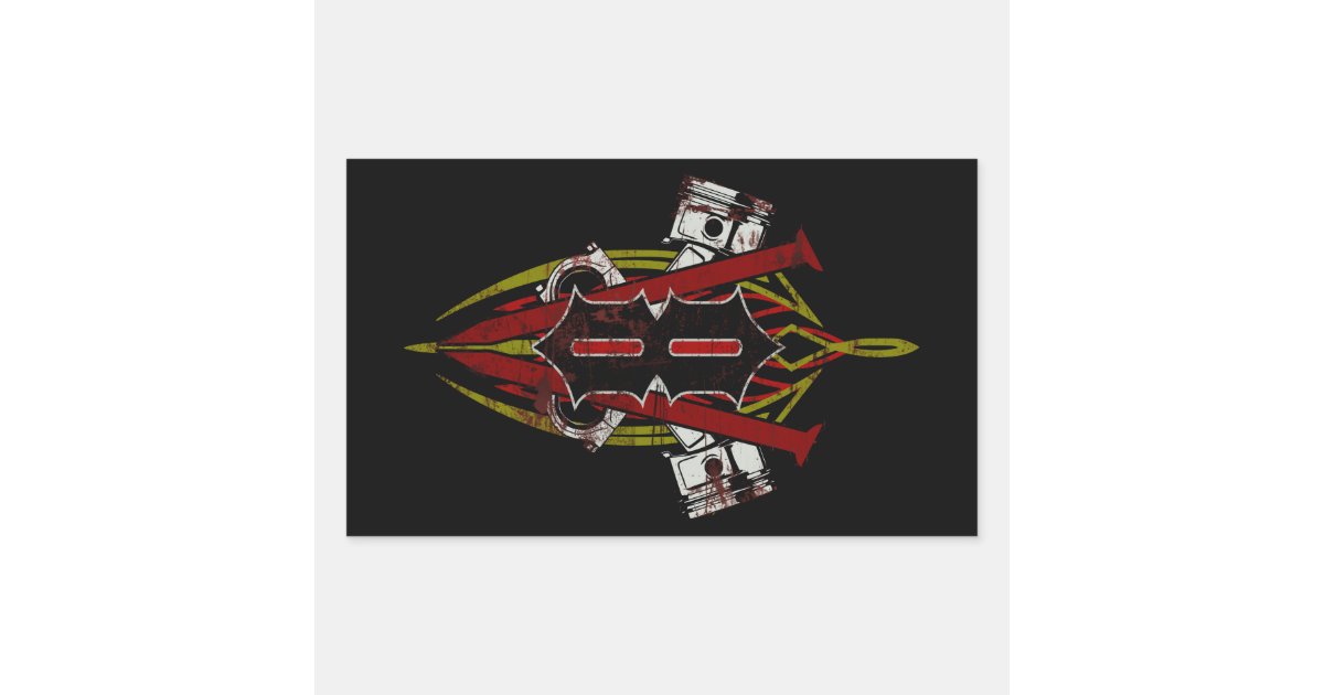 Custom V8 Pinstripe Design Distressed Rectangular Sticker | Zazzle