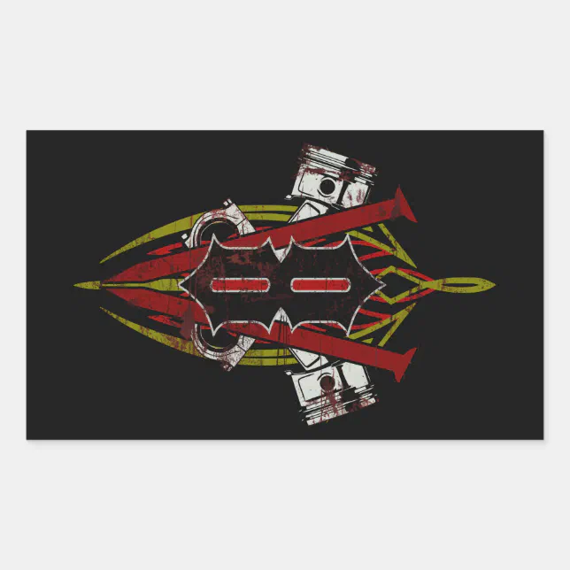 Custom V8 Pinstripe Design Distressed Rectangular Sticker | Zazzle