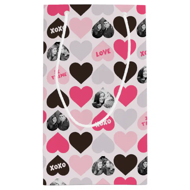 Custom Valentine's Day Heart Photo Collage Small Gift Bag | Zazzle