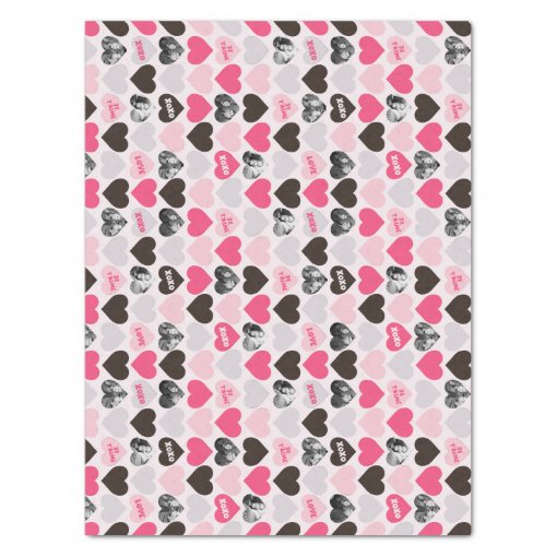 Custom Valentine's Day Heart Photo Collage Tissue Paper | Zazzle