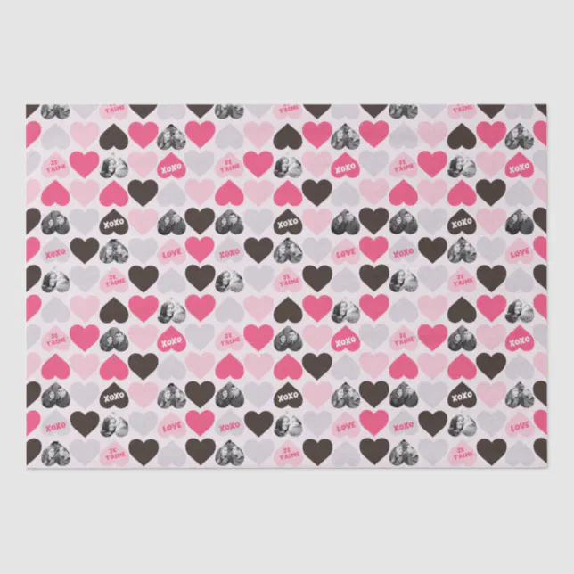 Custom Valentine's Day Heart Photo Collage Tissue Paper | Zazzle