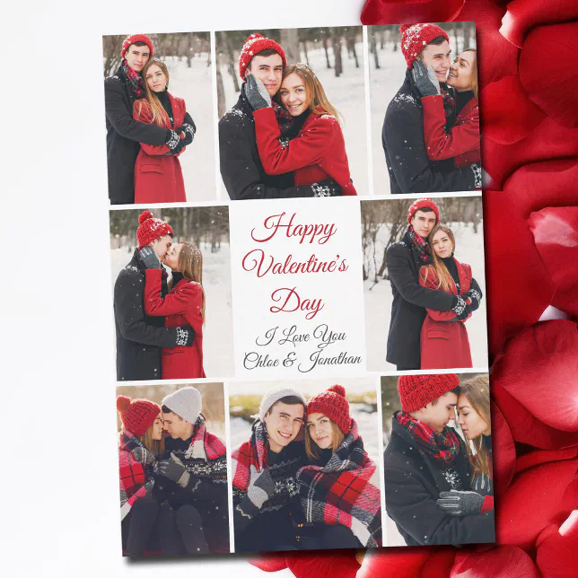 Custom Valentine's Day Romantic Love Photo Collage Card | Zazzle