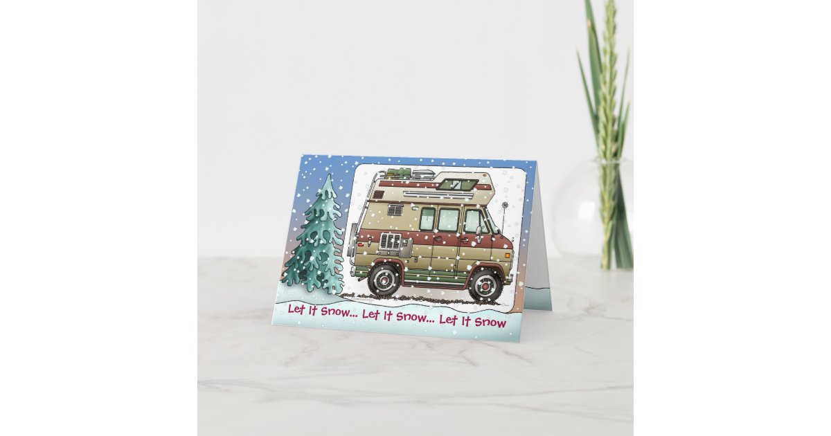 Custom Van Camper RV Holiday Cards | Zazzle