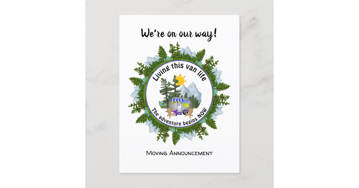 Custom Van Life CARAVAN Camping Announcement Postcard | Zazzle