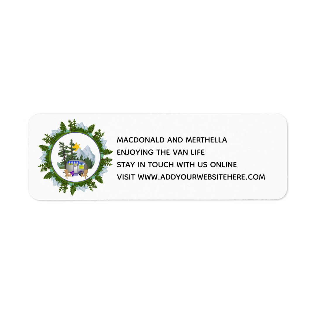 Custom Van Life Travels Camping Contact Address Label | Zazzle