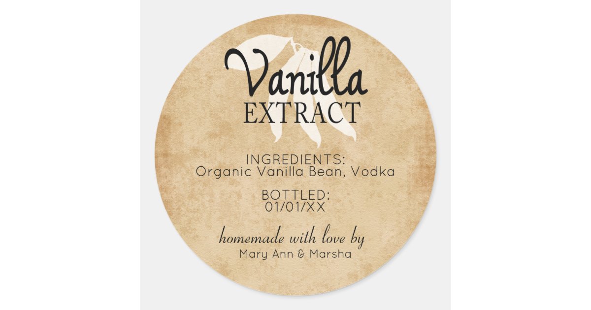 Custom Vanilla Extract Label Sticker | Zazzle