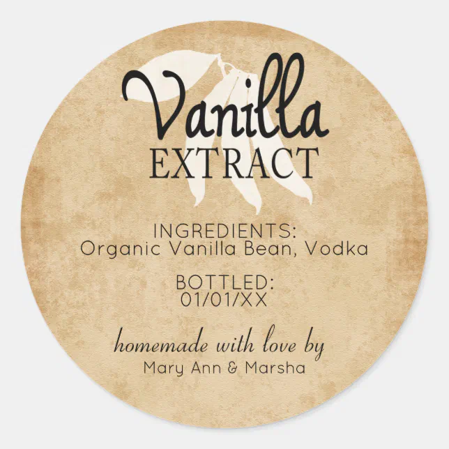 Custom Vanilla Extract Label Sticker | Zazzle