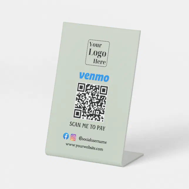Custom Venmo QR Code Payment Stand Pedestal Sign | Zazzle
