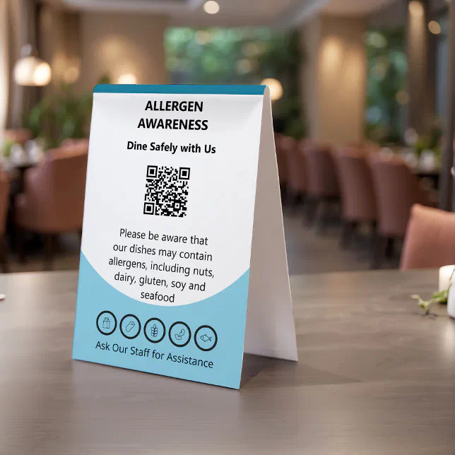 Custom Vertical Allergen Awareness Food Safety Table Tent | Zazzle