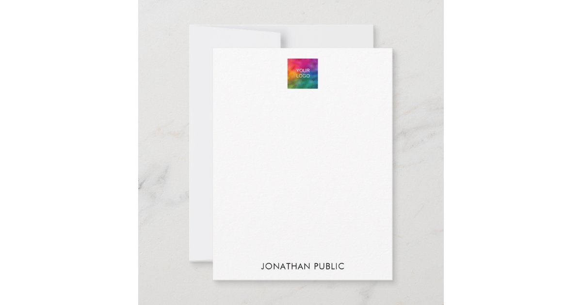 Custom Vertical Note Cards Name Logo Here Modern | Zazzle