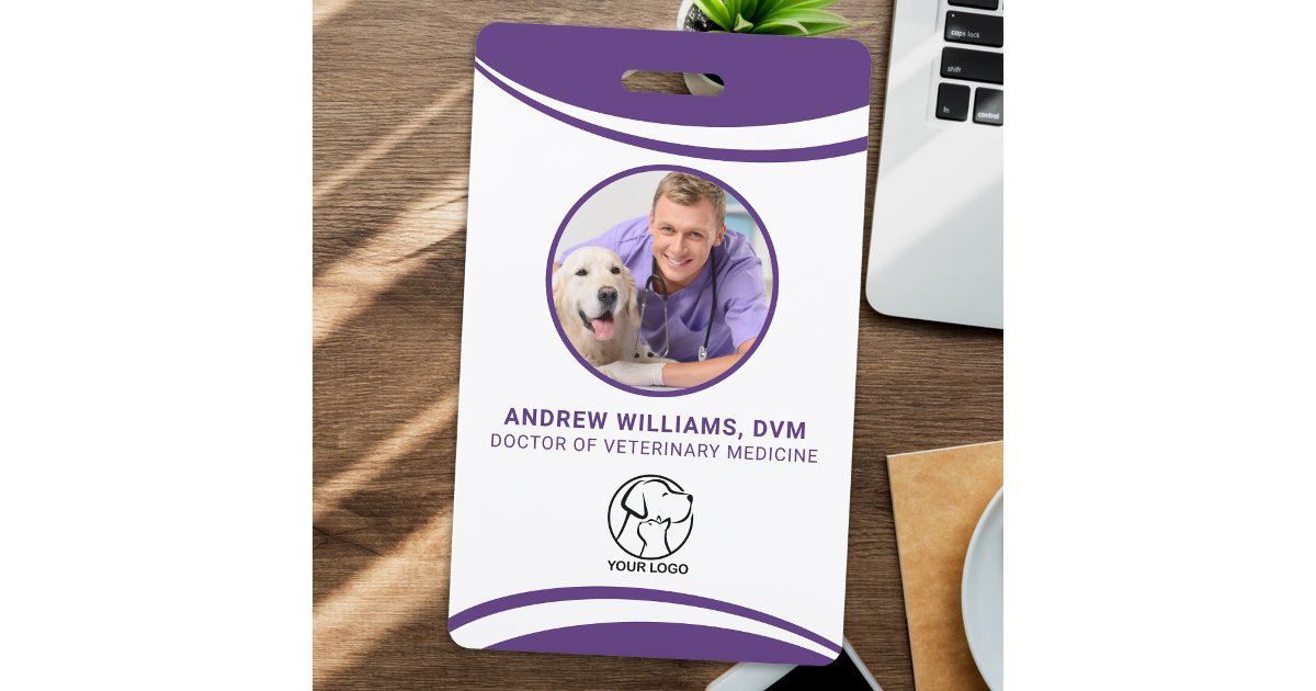 Custom Veterinarian Photo Name ID Badge | Zazzle