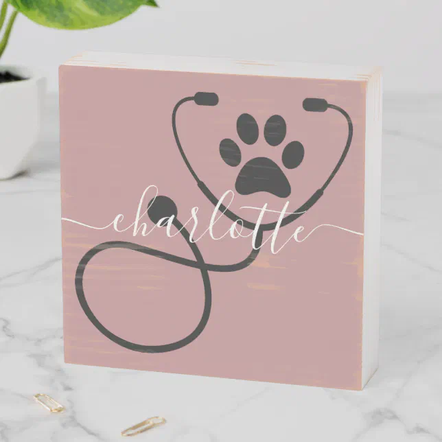 Custom Veterinarian Veterinary Tech Vet Assistant Wooden Box Sign | Zazzle