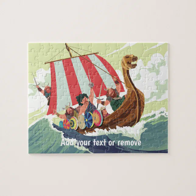 Custom, vikings in viking ship sailing high seas, jigsaw puzzle | Zazzle