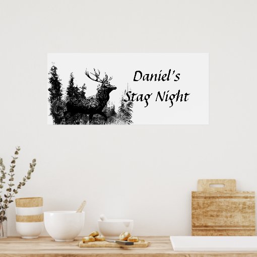 Custom Vintage Bachelor Stag Night Party Banner Poster | Zazzle