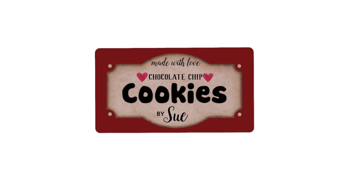 Custom Vintage Chocolate Chip Cookie Labels | Zazzle