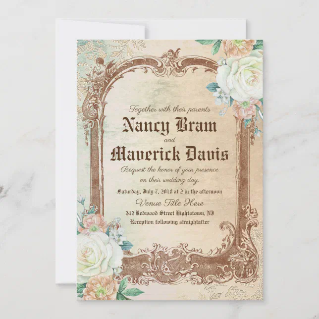 Custom Vintage Classical Wedding Invitation | Zazzle