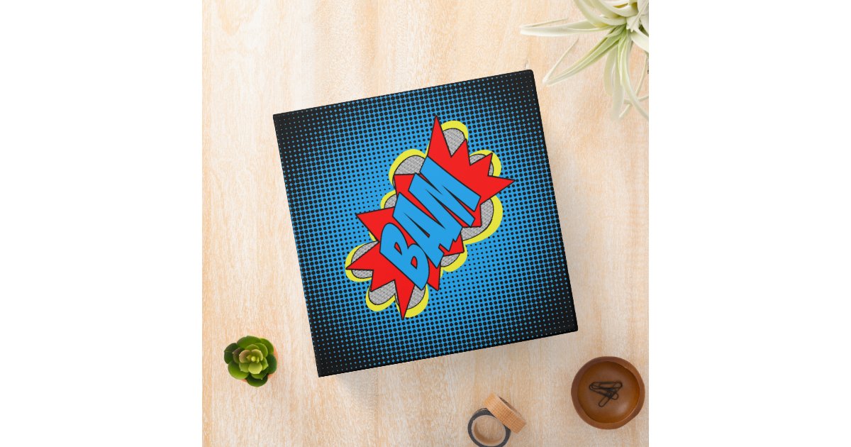 Custom Vintage Comic Book Pop Art Style BAM! 3 Ring Binder | Zazzle