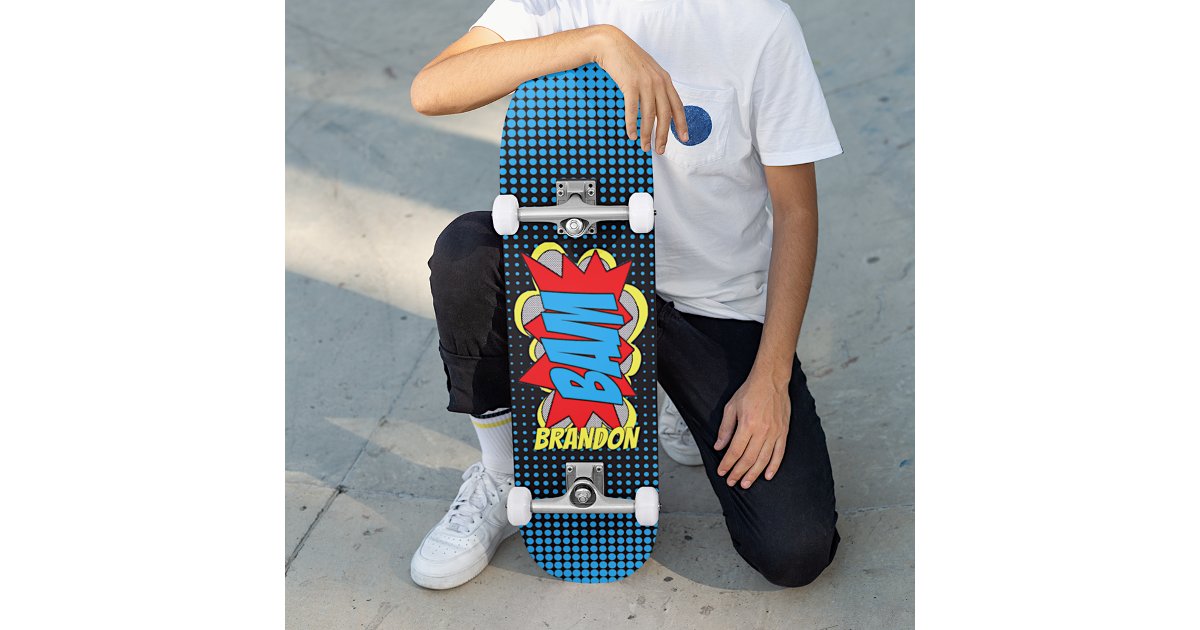 Custom Vintage Comic Book Pop Art Style BAM! Skateboard | Zazzle